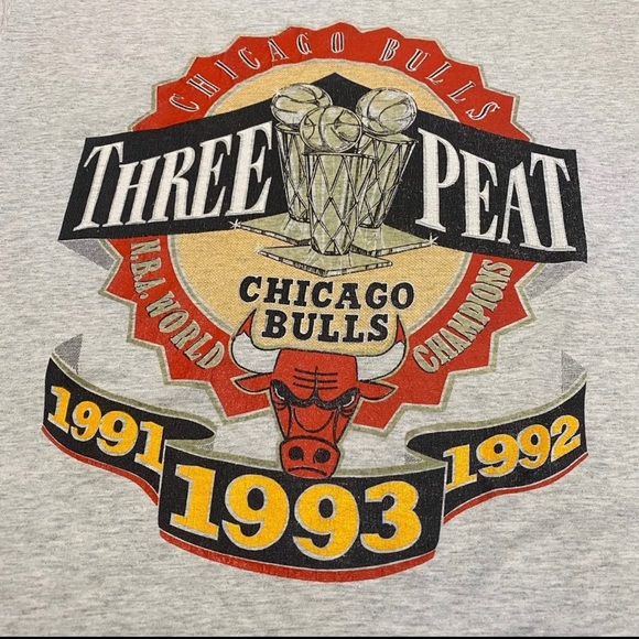 Shirts | Vintage Chicago Bulls Three Peat Tshirt Xl | Poshmark